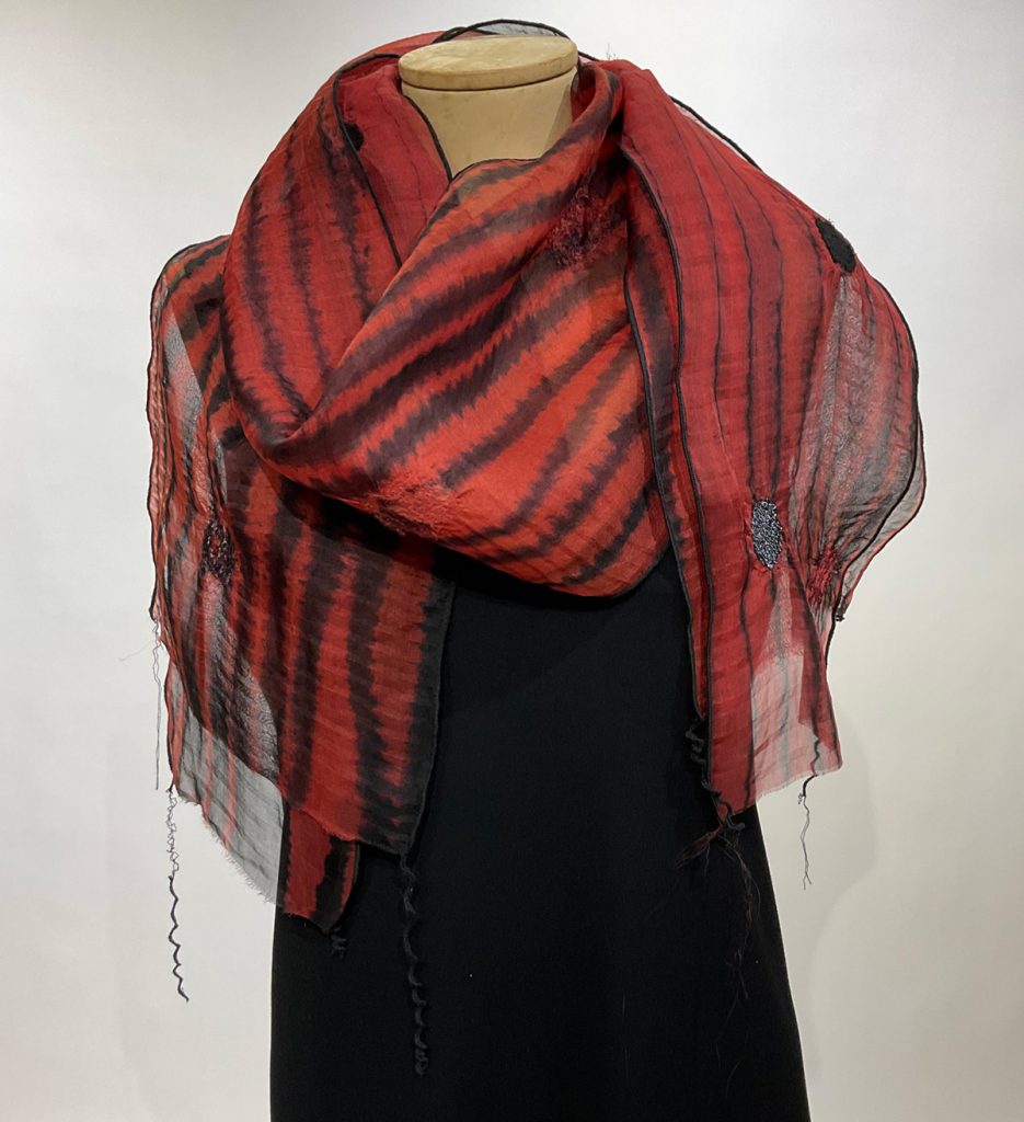 Shibori Silk Scarf (red and black) – The Island Gallery